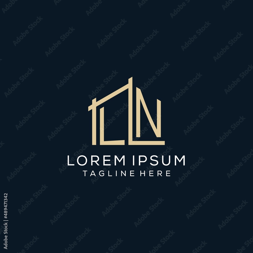 Initial LN logo, clean and modern architectural and construction logo ...