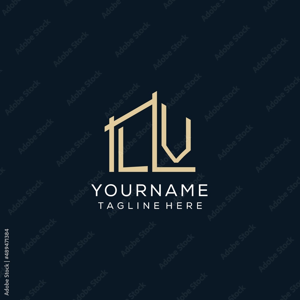 Initial LV logo, clean and modern architectural and construction logo ...