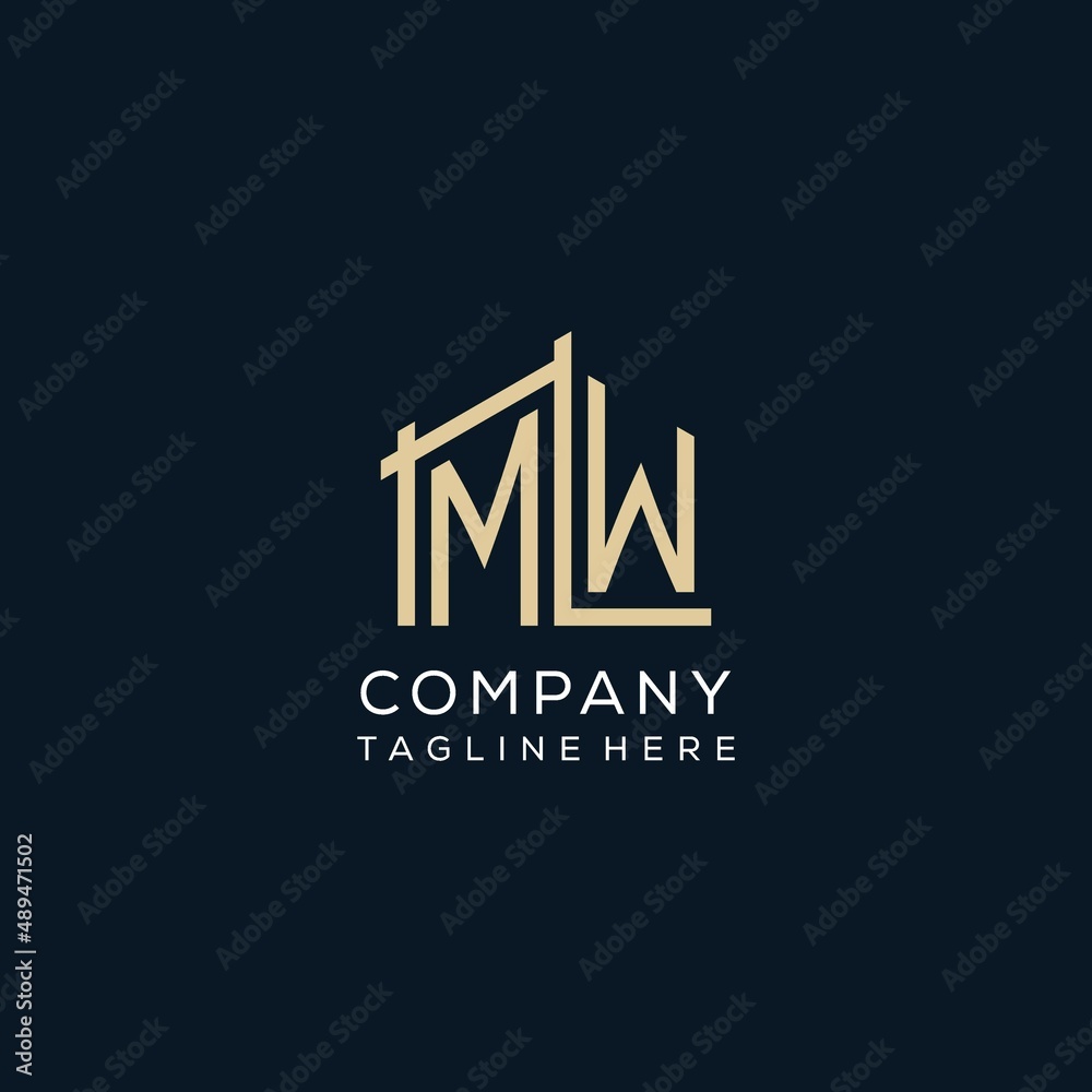 Initial MW logo, clean and modern architectural and construction logo ...