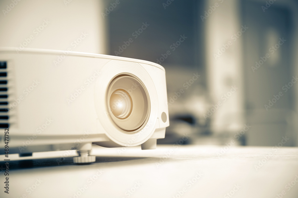 Poster Close-up computer projector on table boardroom or meeting room ...