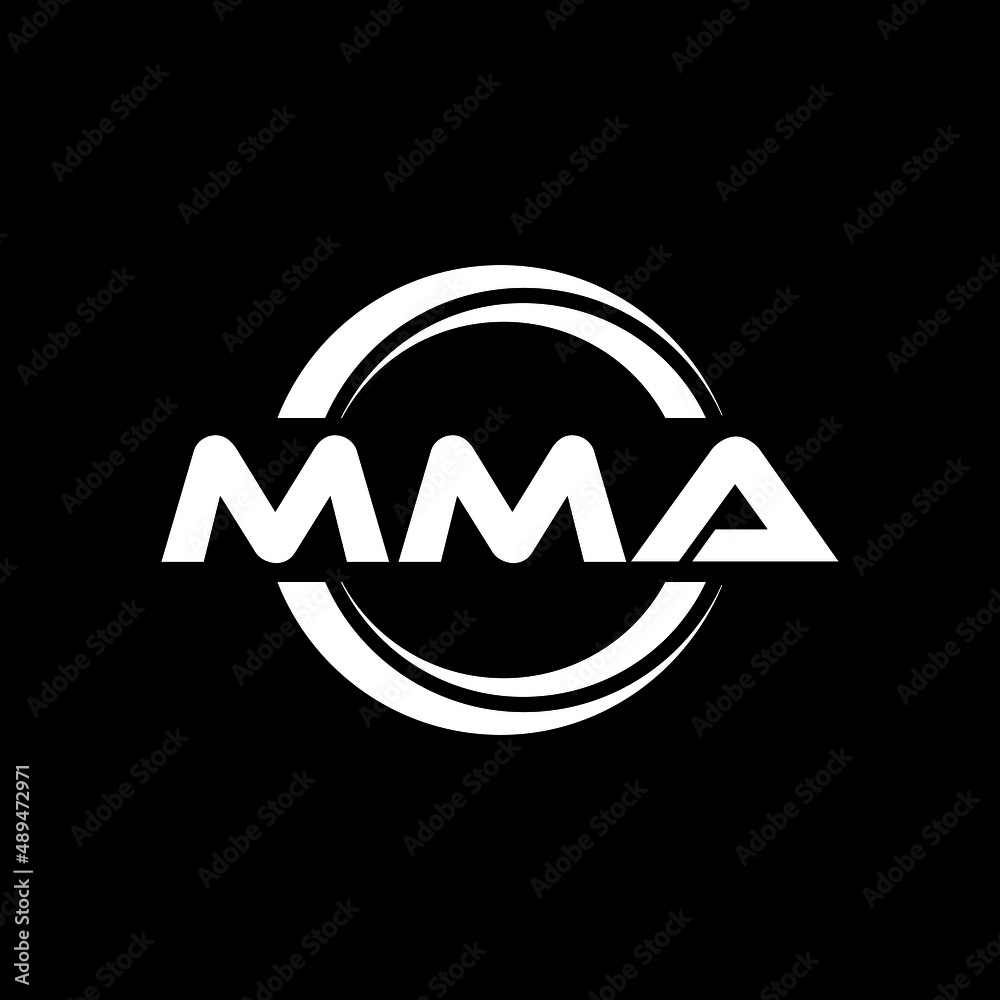 MMA letter logo design with black background in illustrator, vector ...