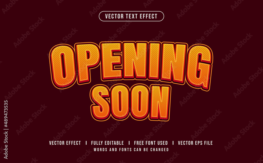 Opening Soon Editable Vector Text Effect. Stock Vector | Adobe Stock
