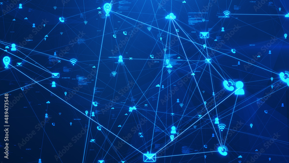 Global network connections and social networking concept.Social media ...