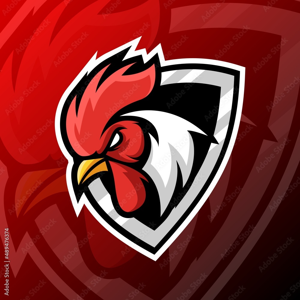 vector graphics illustration of a chicken in esport logo style. perfect ...