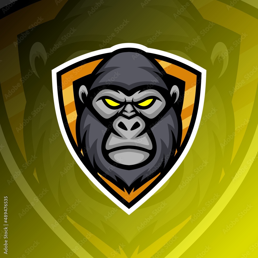 vector graphics illustration of a gorilla in esport logo style. perfect ...
