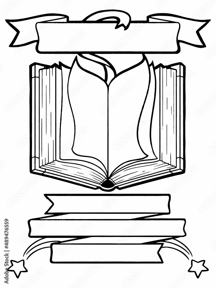 Book Simple Yet Powerful Line Art Illustration for Coloring Page Stock ...