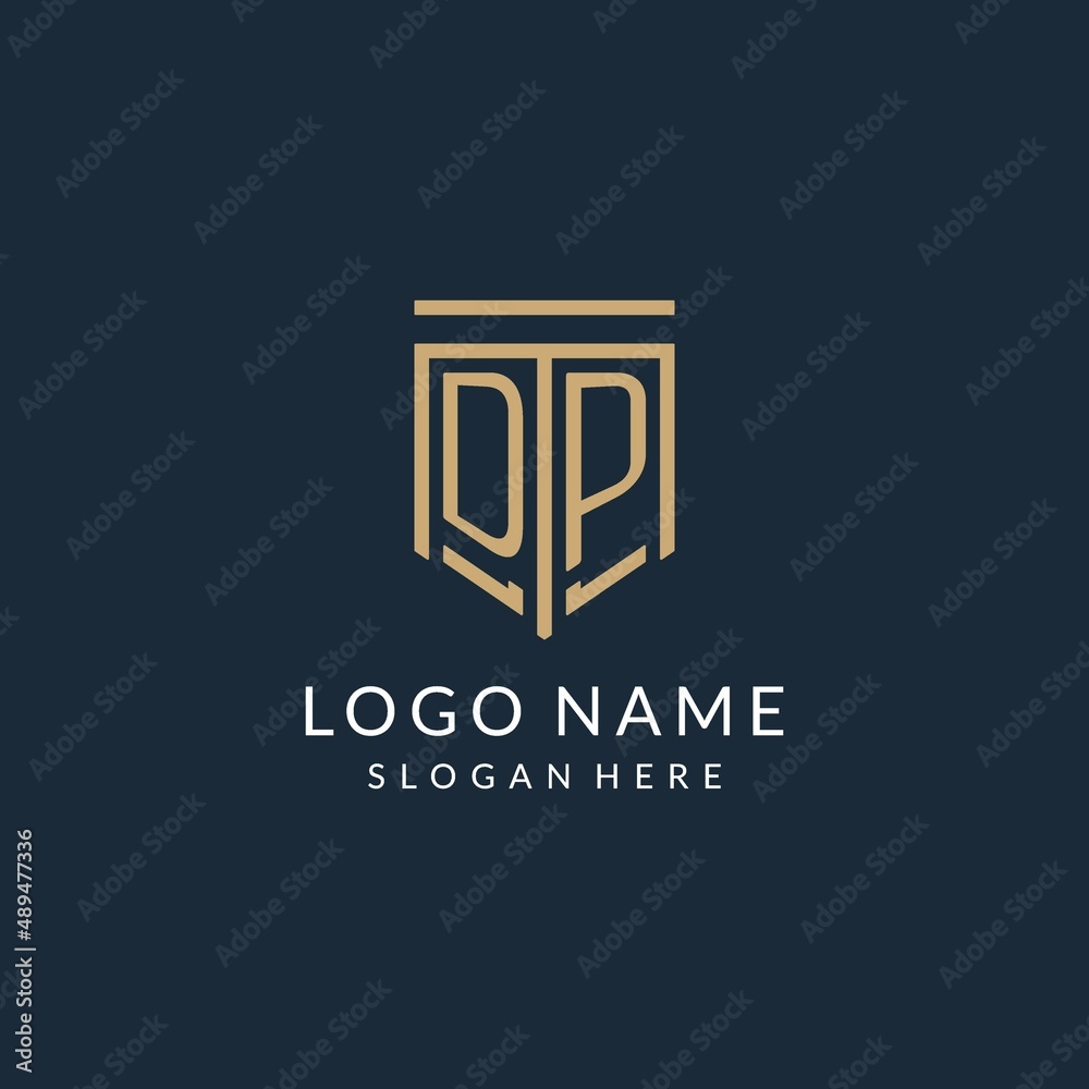Initial DP shield logo monoline style, modern and luxury monogram logo ...