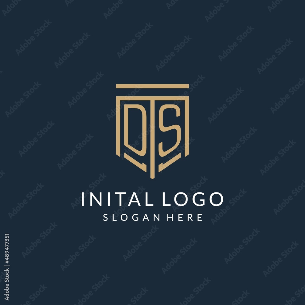 Initial DS shield logo monoline style, modern and luxury monogram logo ...