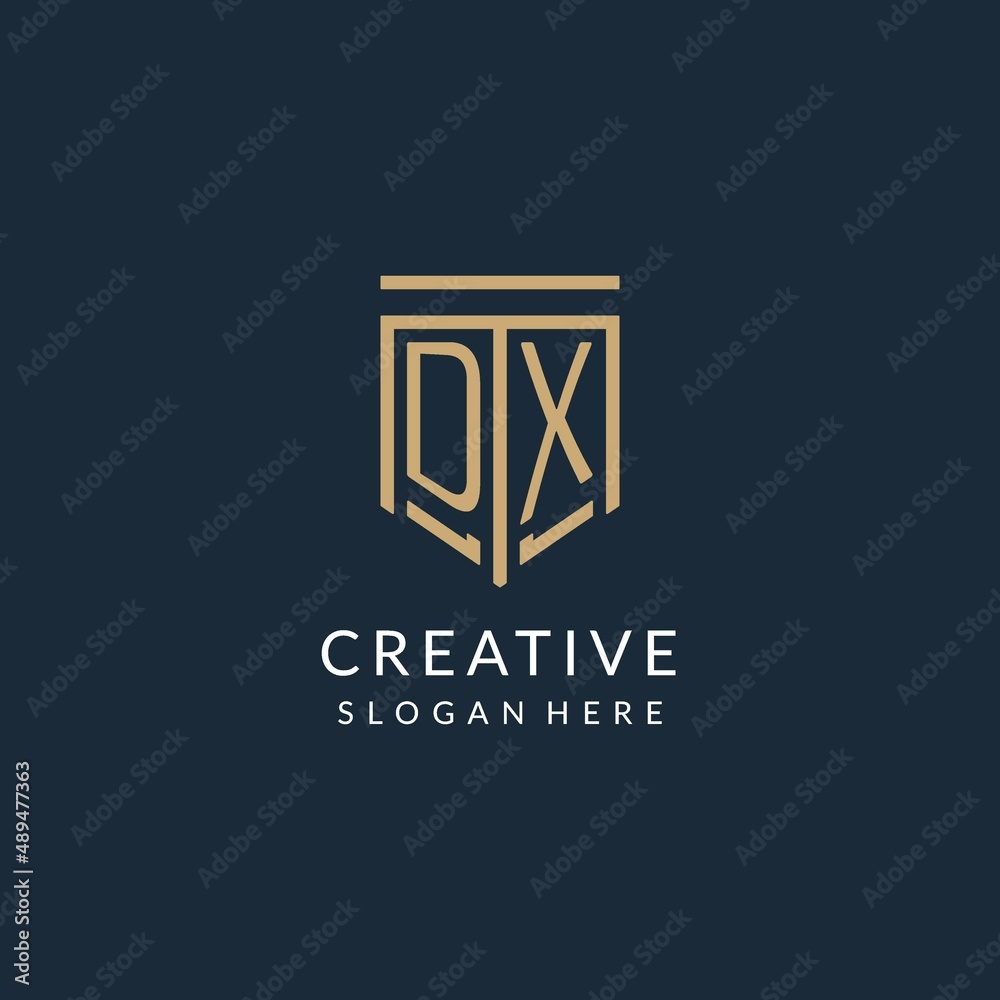 Initial DX shield logo monoline style, modern and luxury monogram logo ...