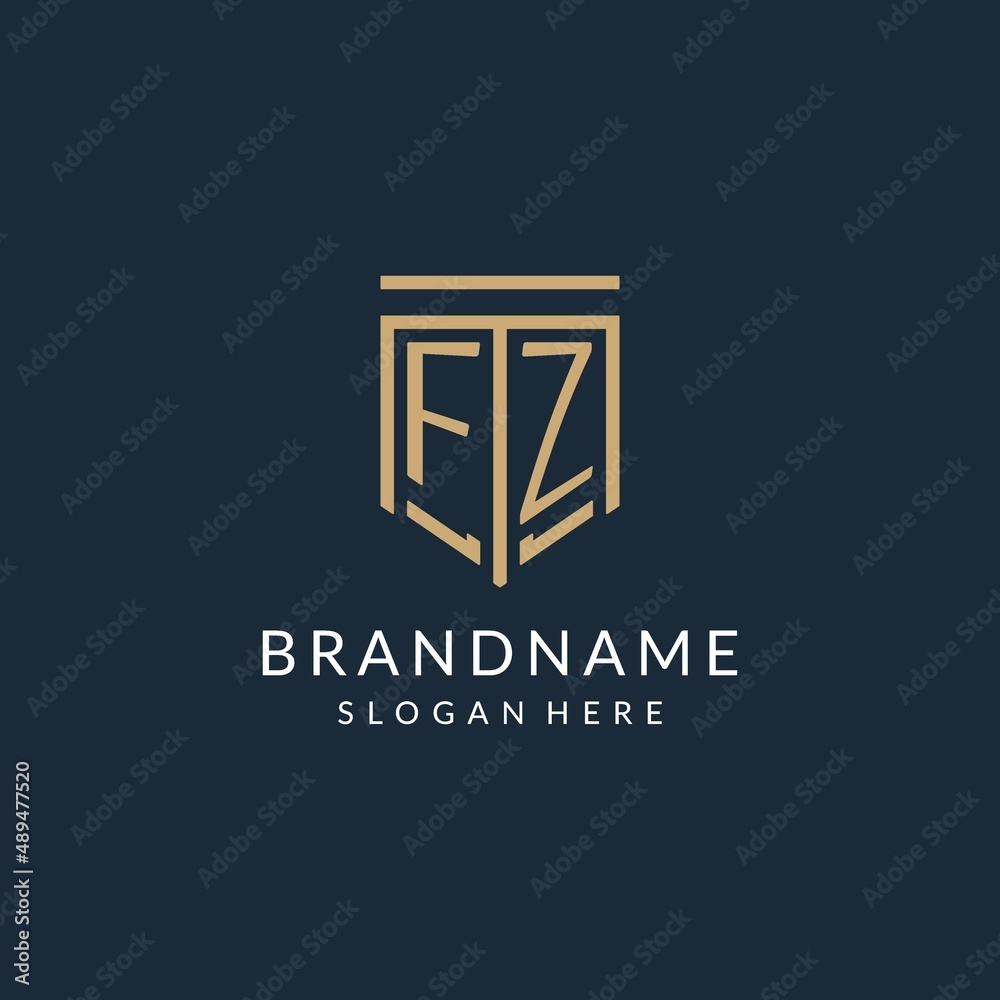 Initial FZ shield logo monoline style, modern and luxury monogram logo ...
