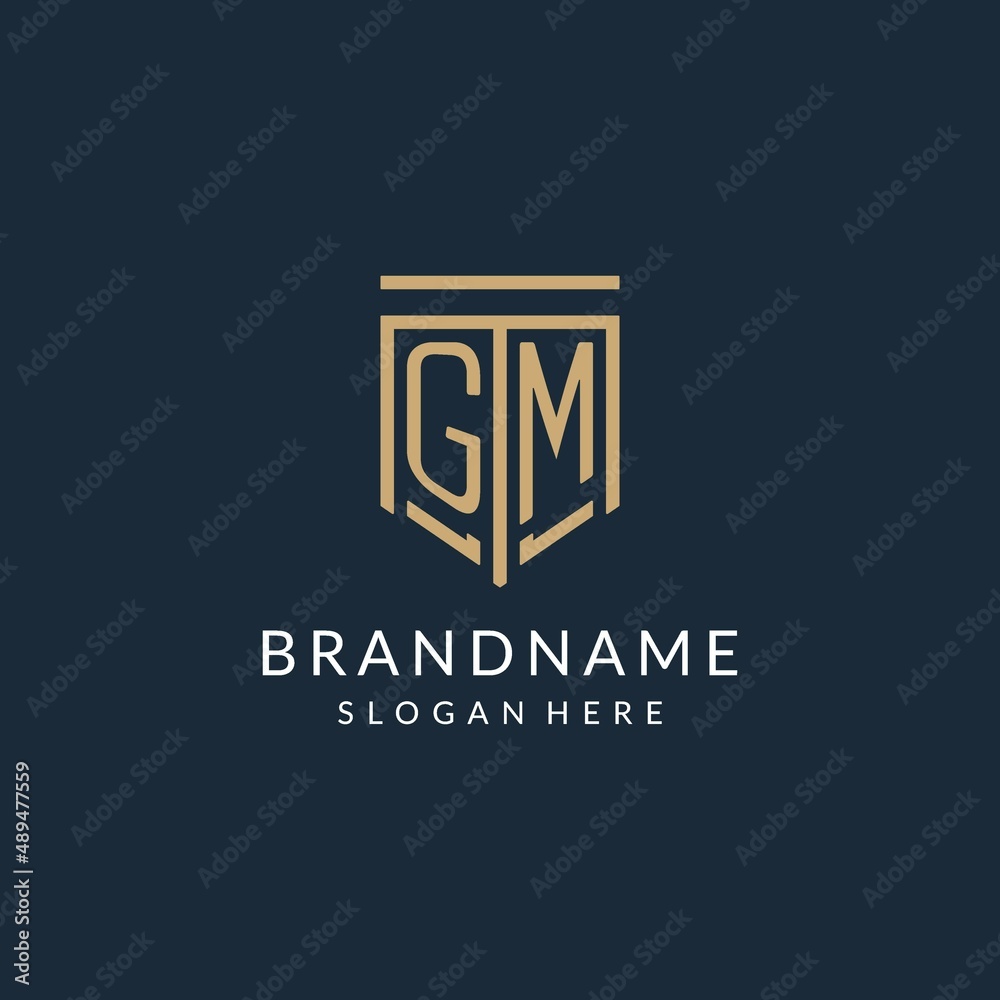 Initial GM shield logo monoline style, modern and luxury monogram logo ...