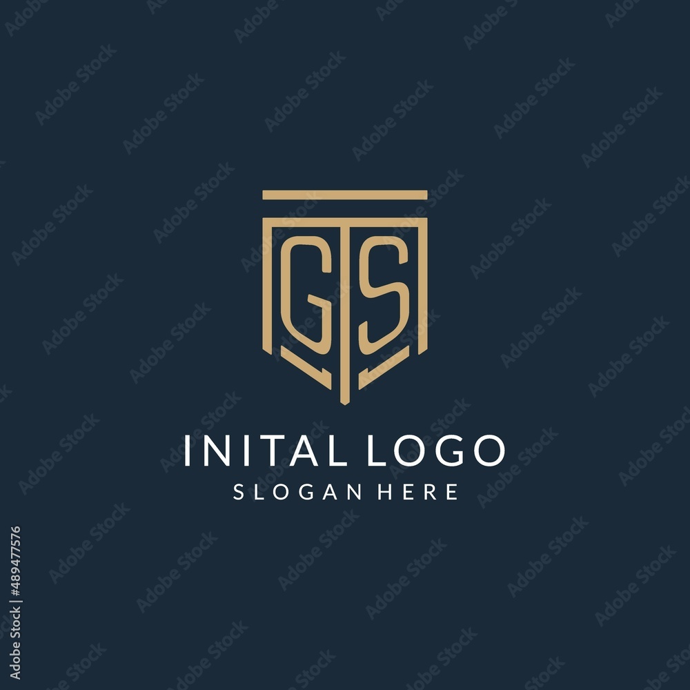 Initial GS shield logo monoline style, modern and luxury monogram logo ...