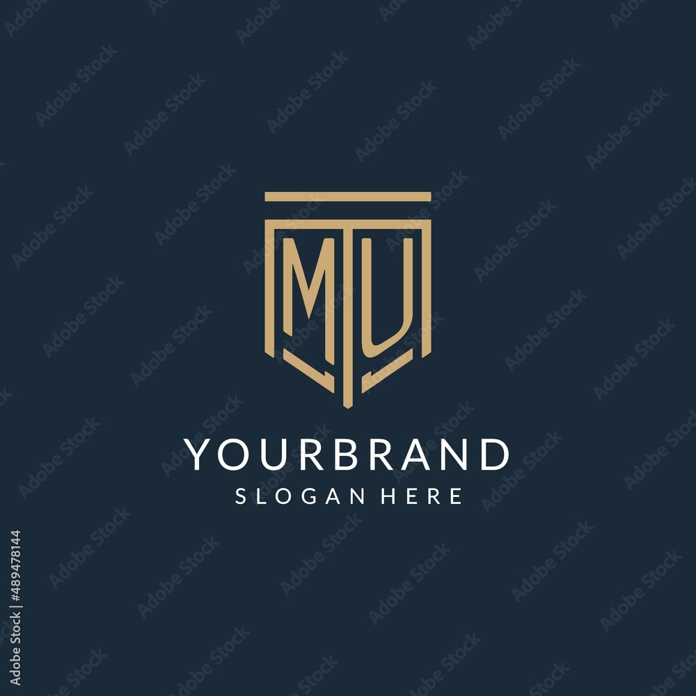 Initial MU shield logo monoline style, modern and luxury monogram logo ...