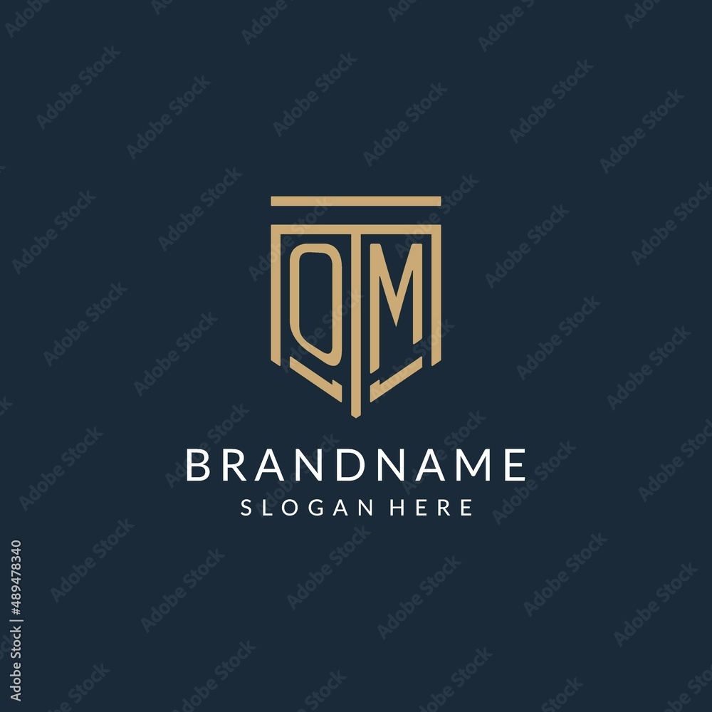 Initial OM shield logo monoline style, modern and luxury monogram logo ...