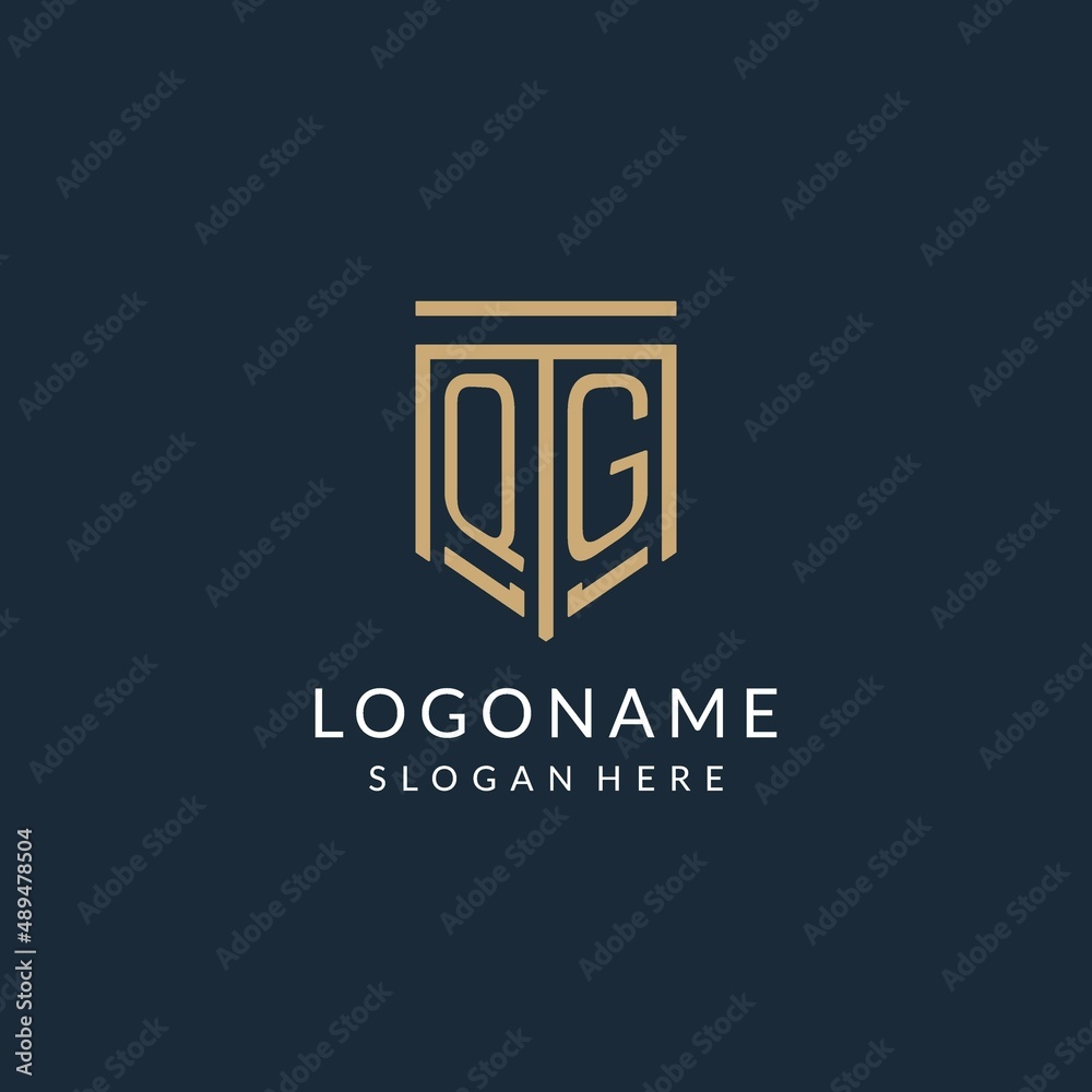 Initial QG shield logo monoline style, modern and luxury monogram logo ...