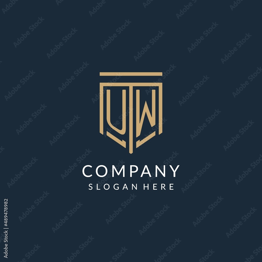 Initial UW shield logo monoline style, modern and luxury monogram logo ...