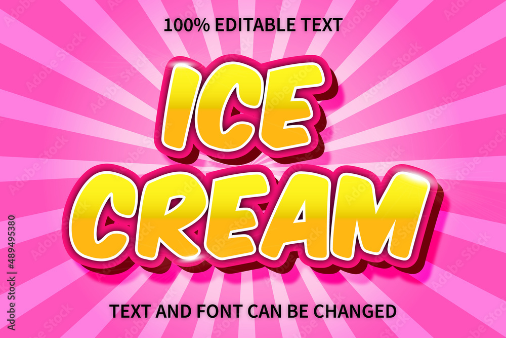 Ice Cream Text Effect Comic Style Stock Vector | Adobe Stock