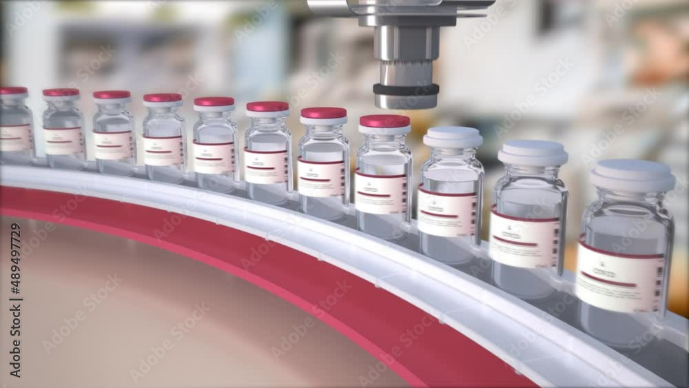 Pharmaceutical manufacturing equipment. SARS-COV-2 COVID-19 Coronavirus ...