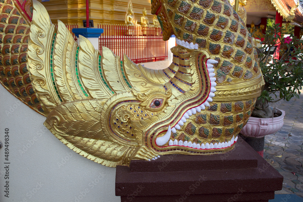 Naga statue in a temple in northern Thailand Stock Photo | Adobe Stock