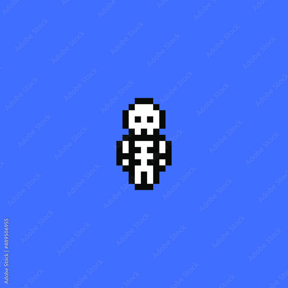 Skeleton. Pixel art style. Pixel character skeleton for games and web ...