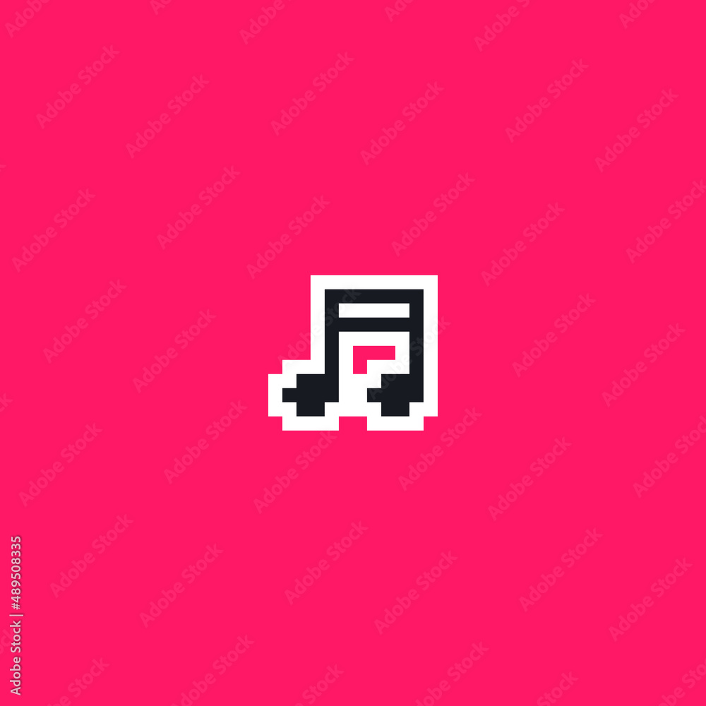 Music note, song, melody or tune pixel art icon for musical apps and ...