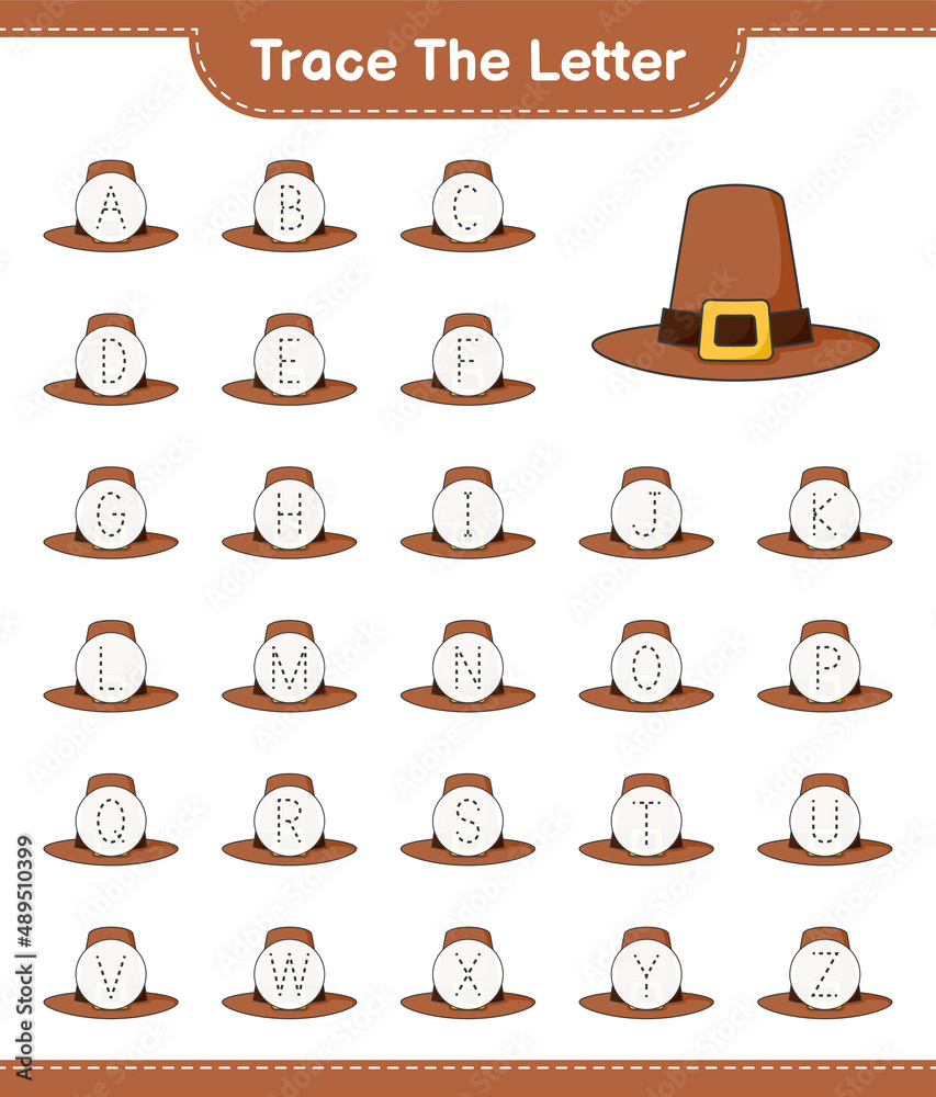 Trace the letter. Tracing letter alphabet with Hat. Educational ...