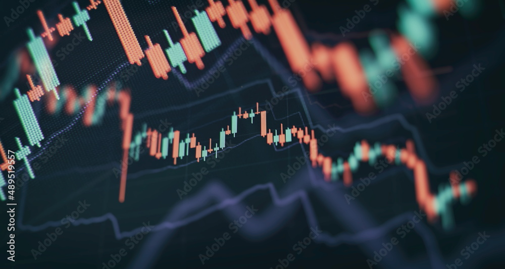 Financial diagram with candlestick chart used in market analysis for ...