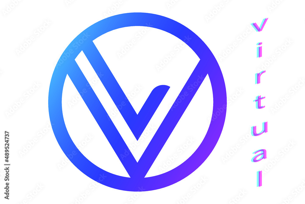 Virtual logo vector sign. Uppercase letters V and L in circle. Simple ...