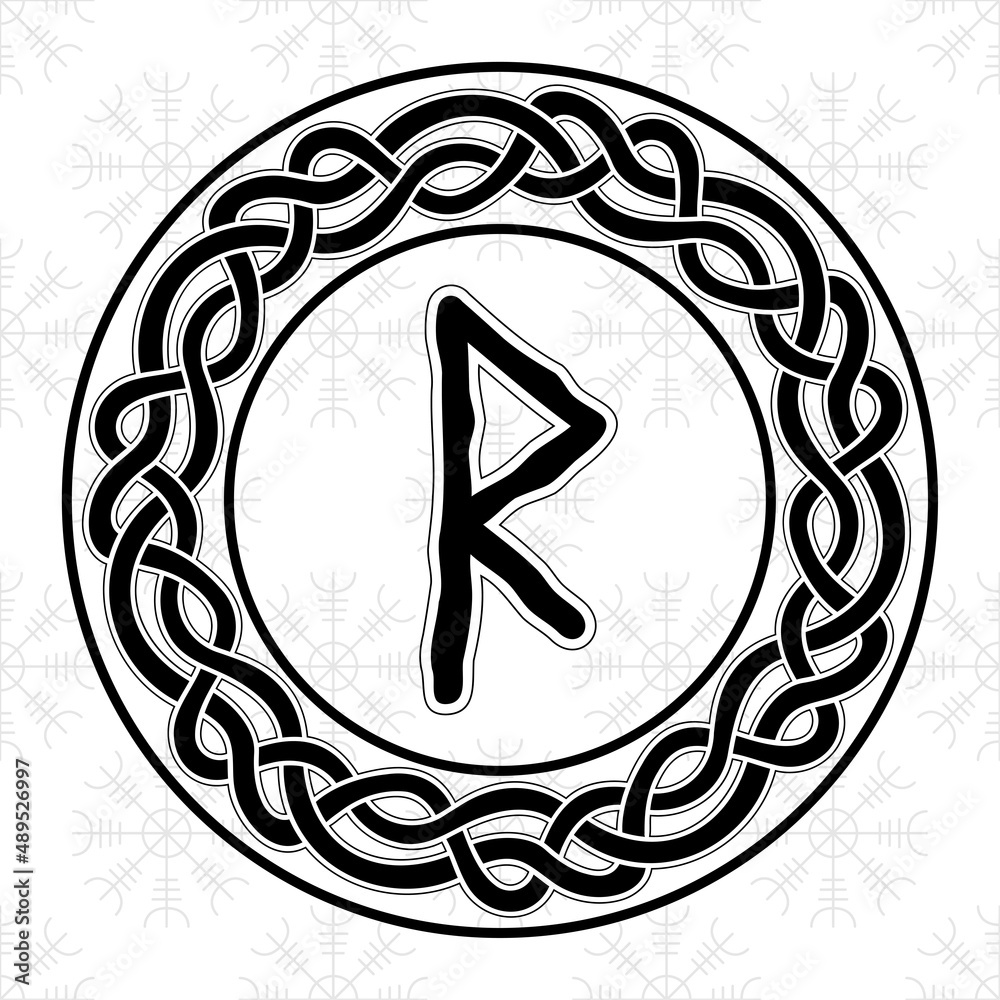 Rune Raido in a circle - an ancient Scandinavian symbol or sign, amulet ...
