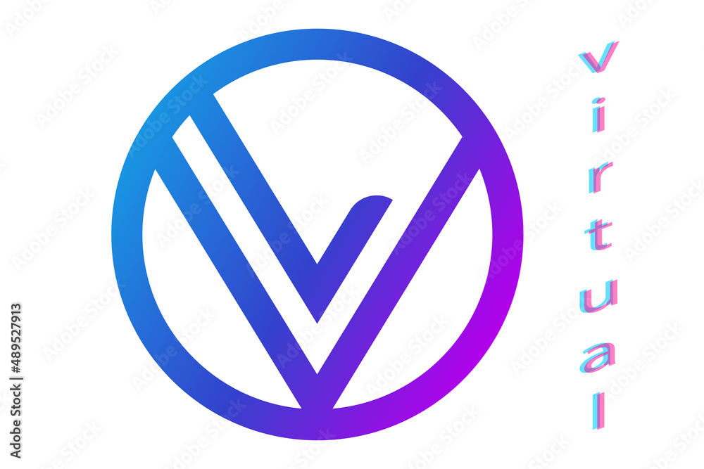 Virtual logo sign .Uppercase letters V and L in circle. Simple logo ...