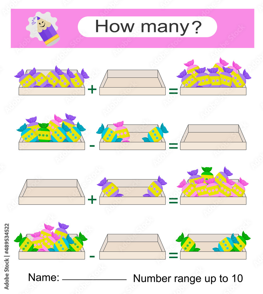Math game for kids. Preschool worksheet activity. Printable worksheet ...