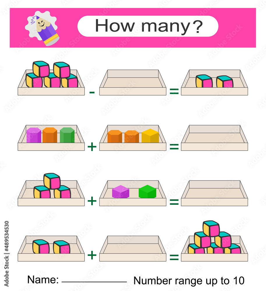 Math game for kids. Preschool worksheet activity. Printable worksheet ...
