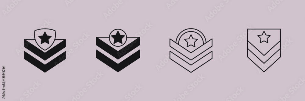Military Rank Badge Emblem icons symbol vector elements for infographic ...