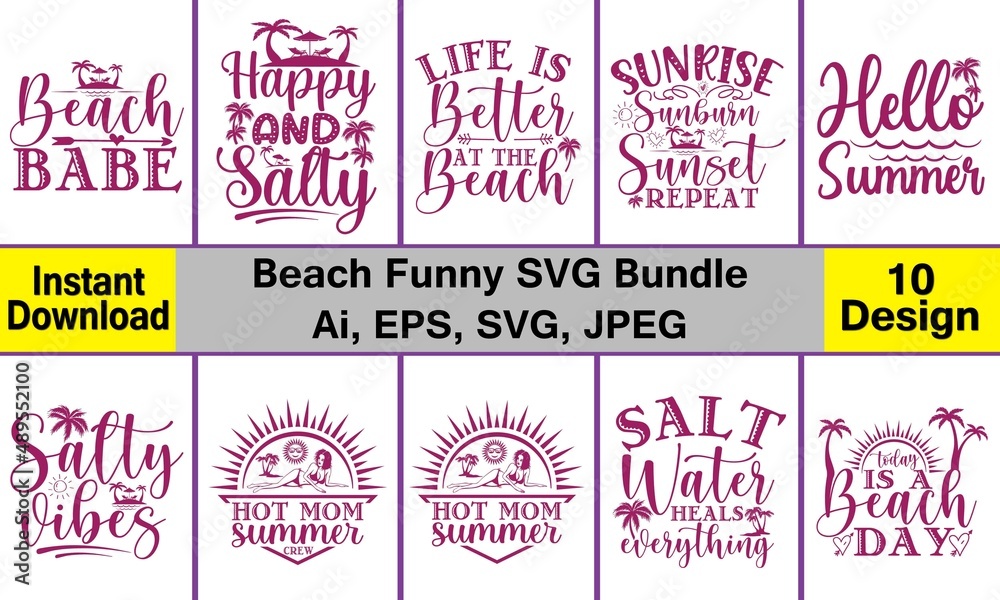 Beach Funny SVG Bundle,beach, beach svg, beach vector, beach png ...