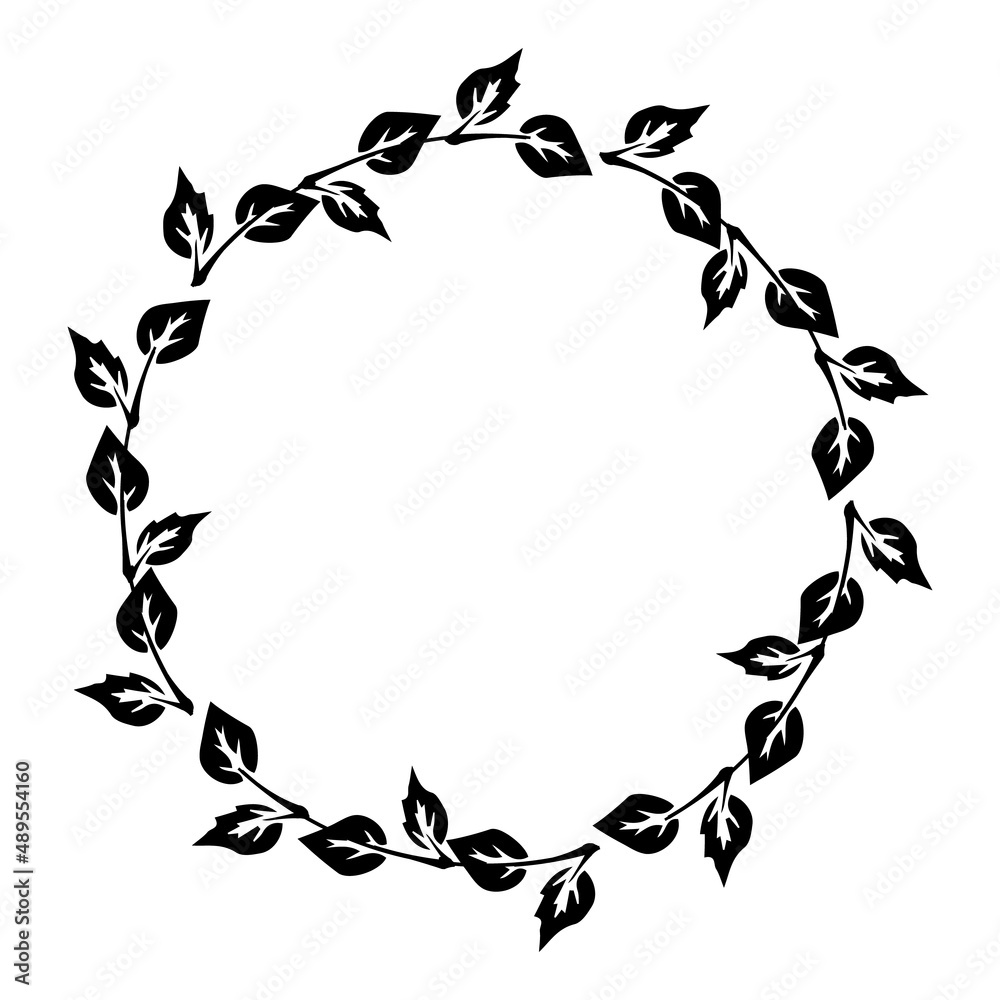 Floral round frames and plant silhouette vector illustration Stock ...