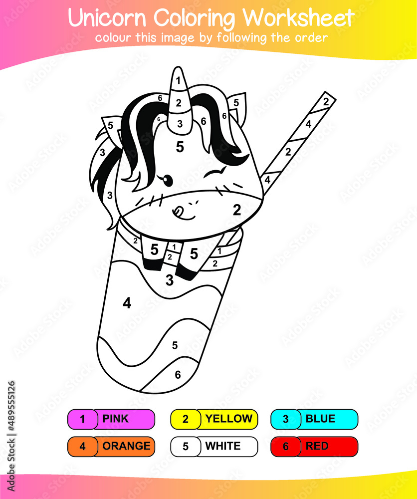 Unicorn coloring worksheet page. Coloring worksheet for preschool ...