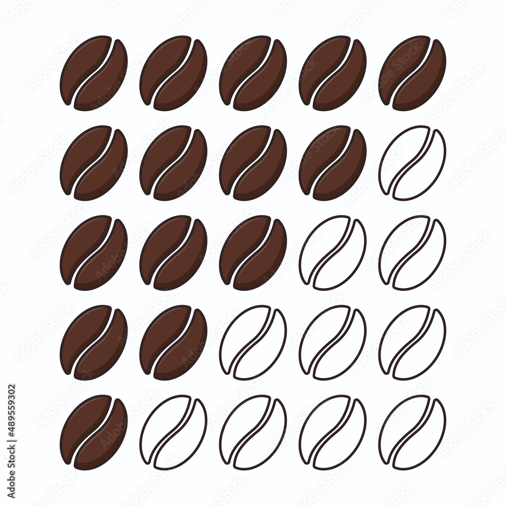 Illustration of coffee beans. Coffee roast degree and strength concept ...