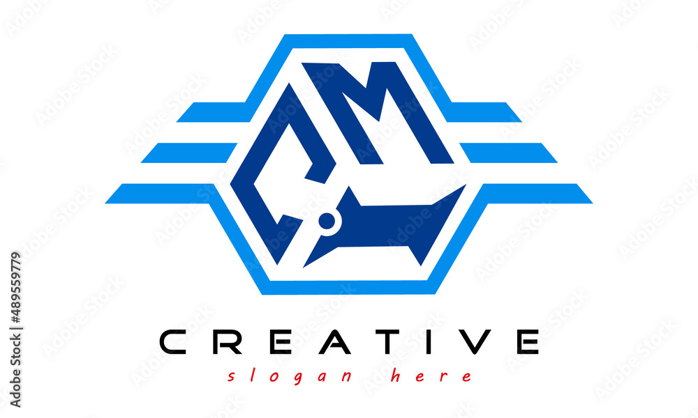 CMI three letter monogram type emblem badge with wings logo vector ...