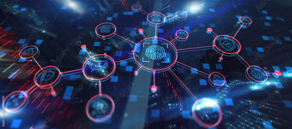 Fingerprint Cyber Security Data Protection concept. Biometric ...
