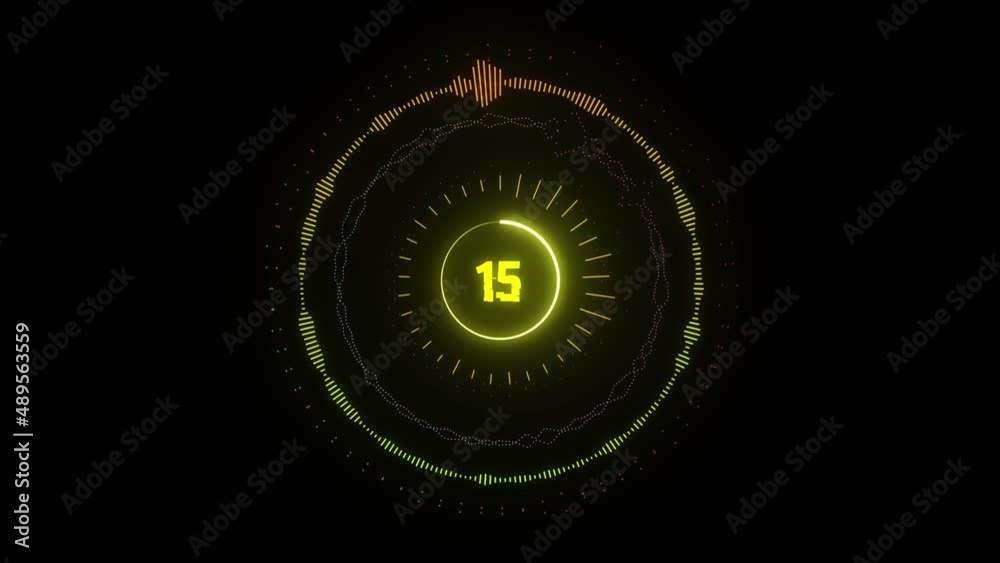 Yellow Countdown 20 second with gold futuristic wave spectrum effect ...