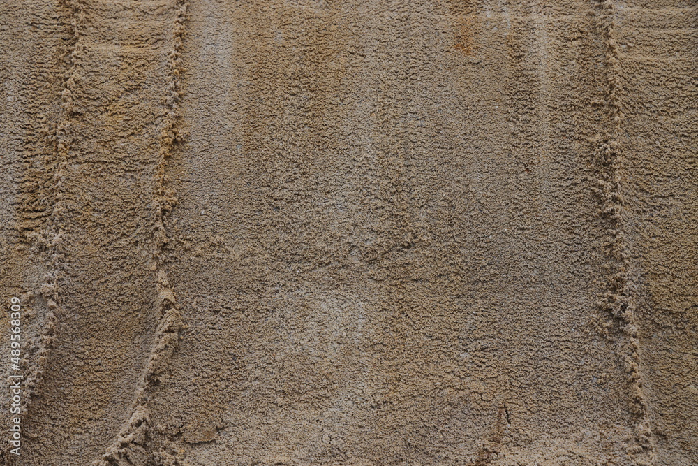 Surface structure of river sand. Large river sand at a construction ...