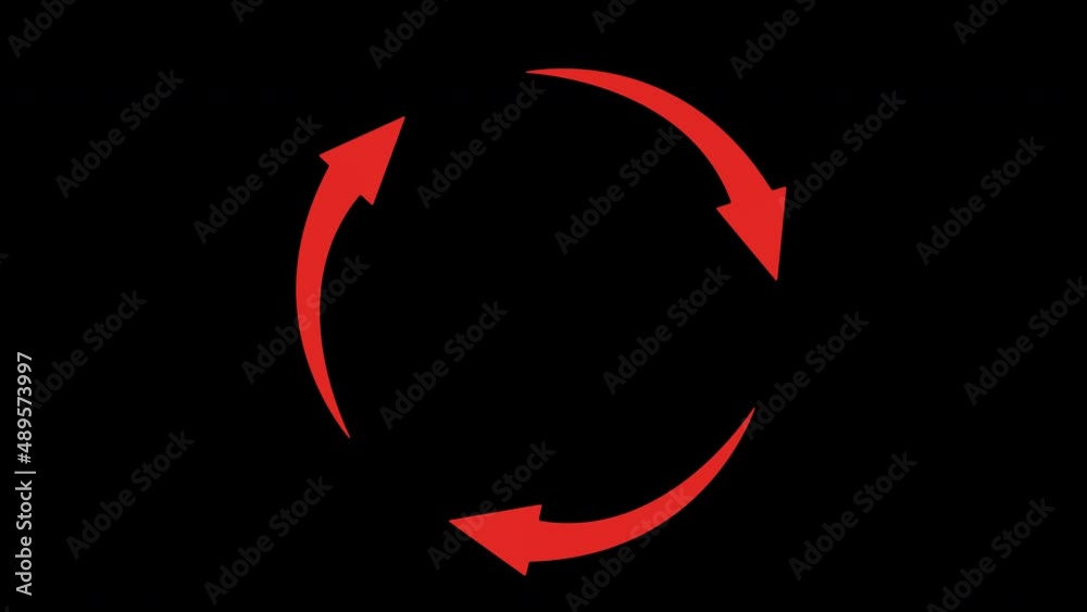 Rotating red circular arrows, isolated on transparent background with ...