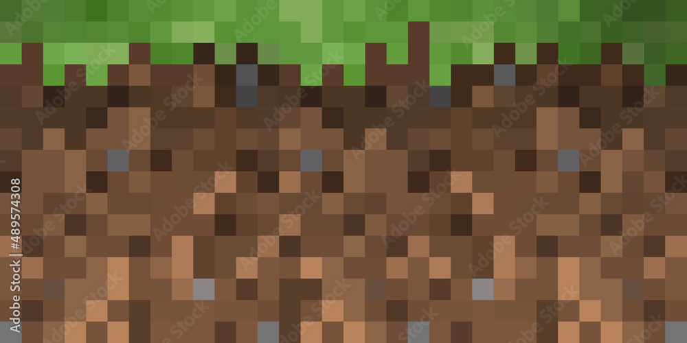 Pixel background. The concept of games background. Pixel grass and ...