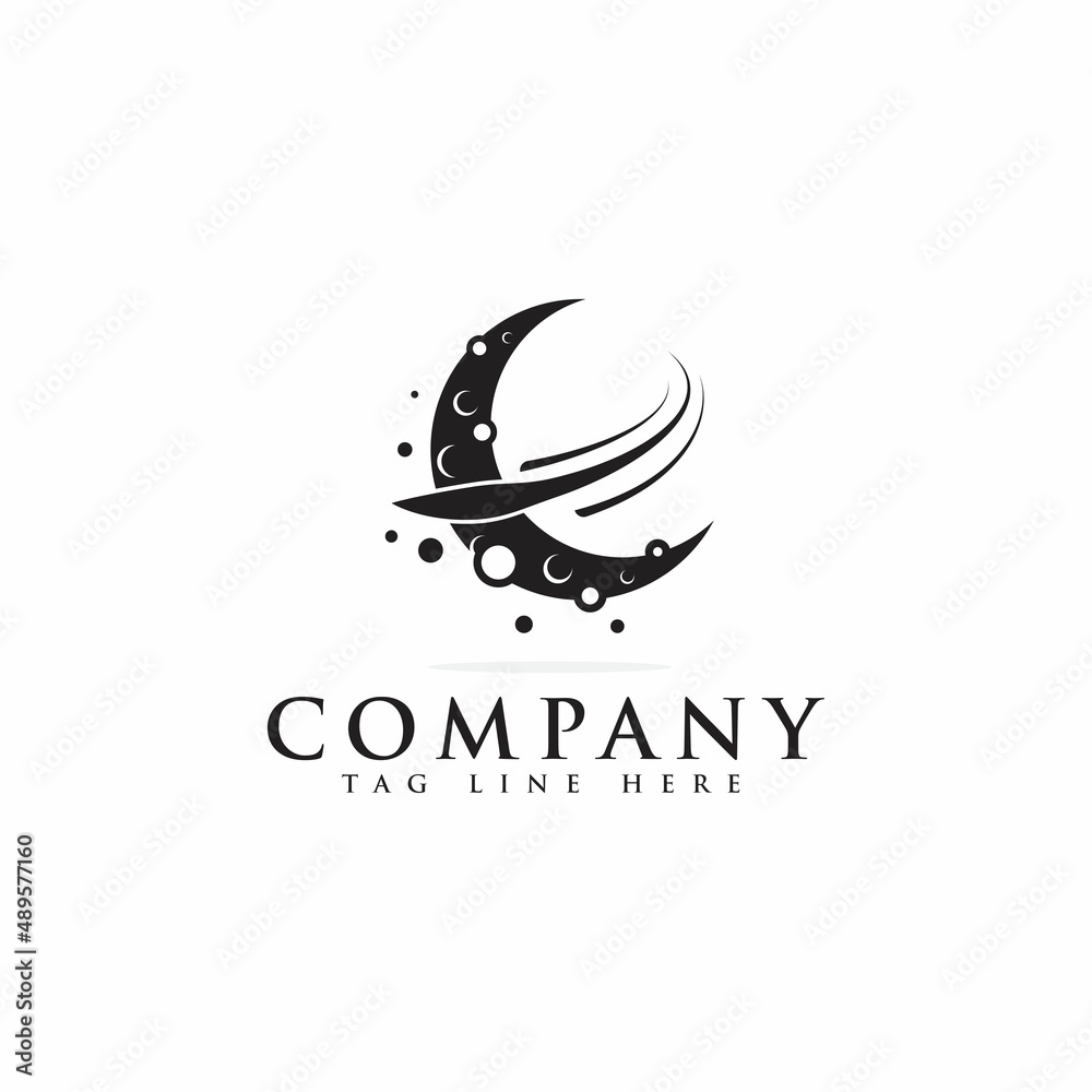 moon space logo design ,moon with comet logo illustration, arrows logo ...