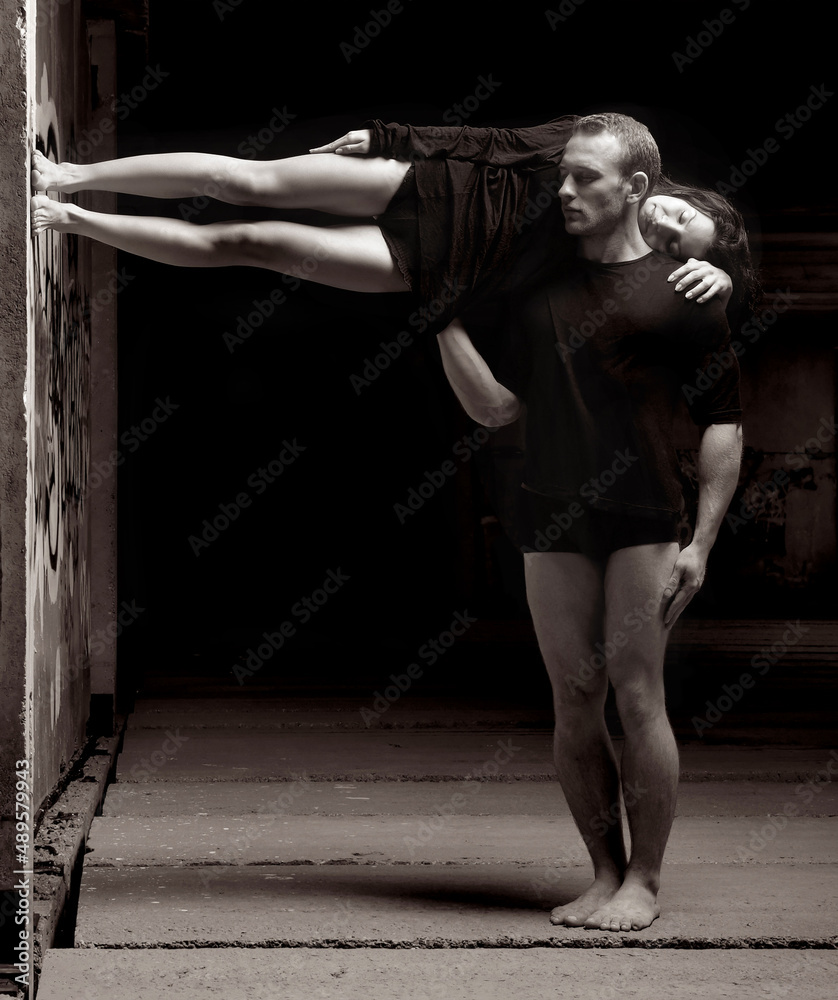 Body Frame. Two Dancers Forming a Body Frame Next to a Wall. Stock ...