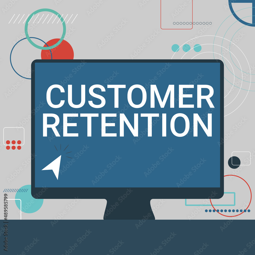 Hand writing sign Customer Retention. Business concept activities ...