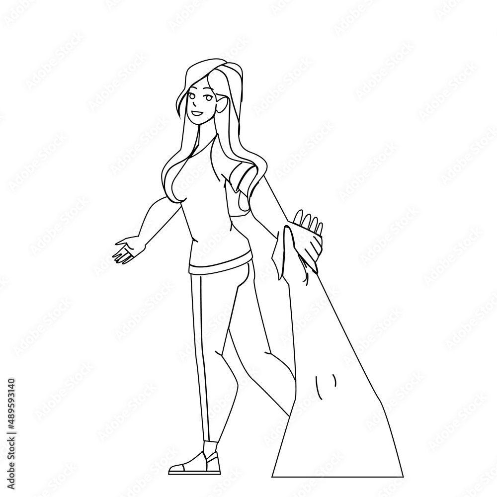 Follow Me Girlfriend Talking Boyfriend Black Line Pencil Drawing Vector ...