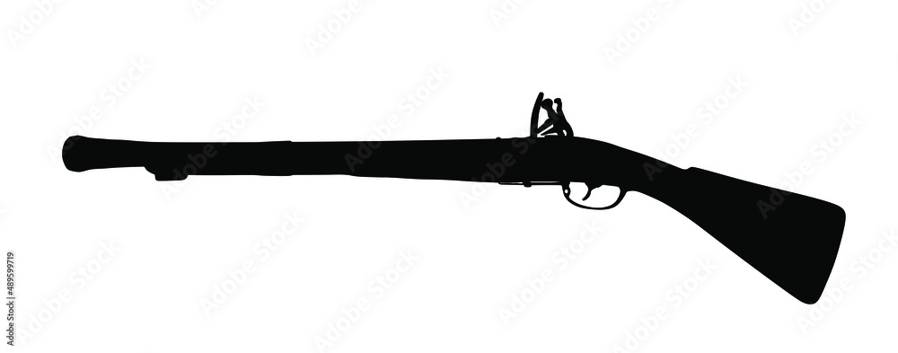 Vecteur Stock Old flintlock rifle vector silhouette illustration ...