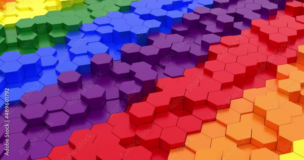 3d vibrant colored animated background with honeycomb cells random ...