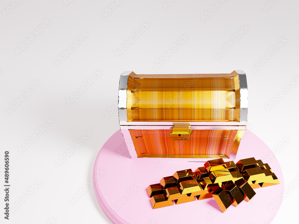 Pandoras box on a stand pink, treasure chest wood with silver sheet ...